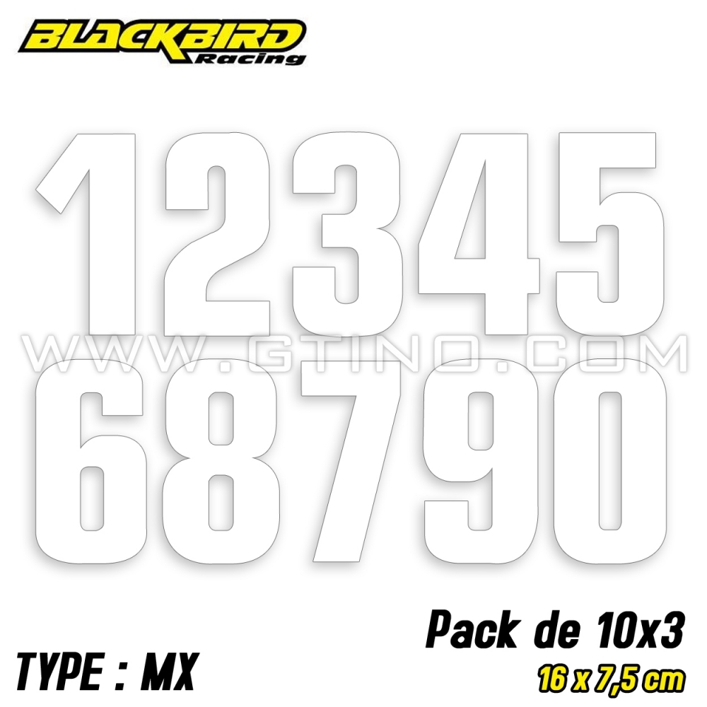 Pack complet 30 stickers numéros - BLANC - GTINO